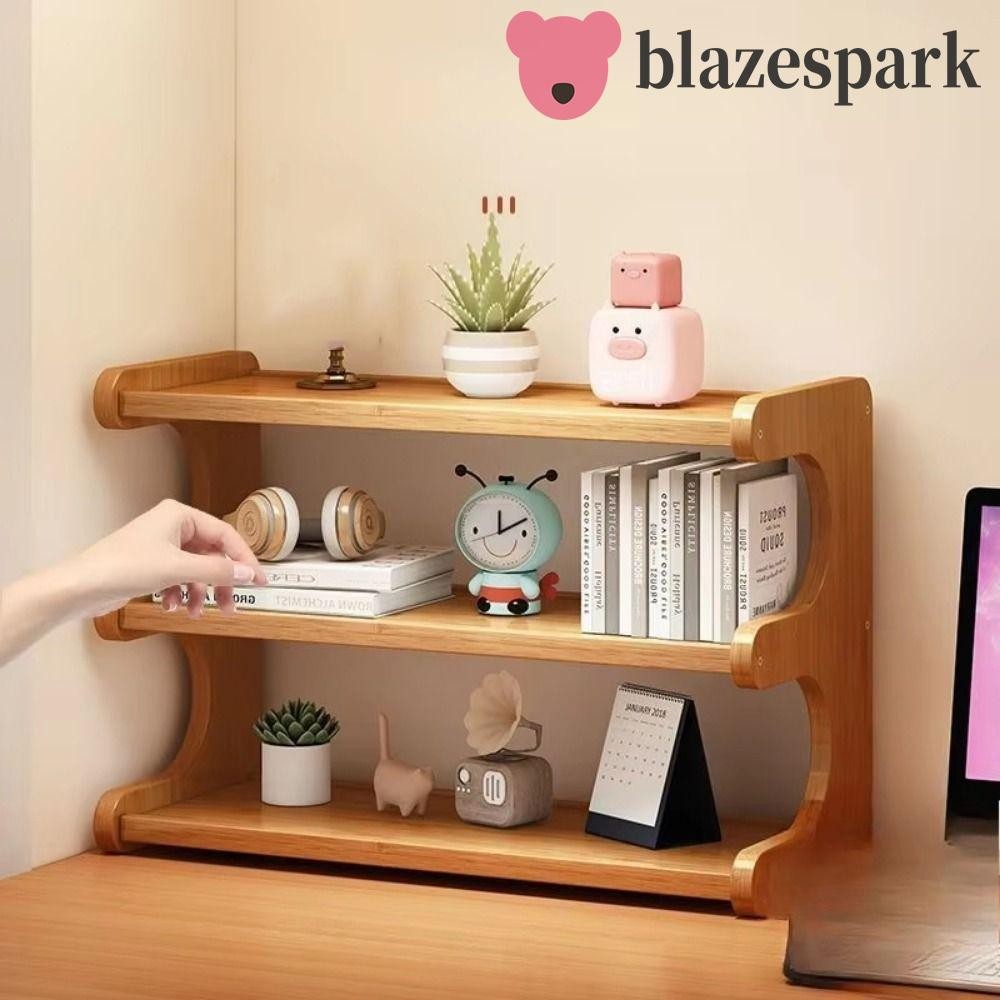 Blazespark ชั้นเก็บของตั้งโต๊ะ, ขาตั้งโต๊ะไม้ขนาดกะทัดรัด 2/3 ชั้น, เฟอร์นิเจอร์โต๊ะประหยัด ...
