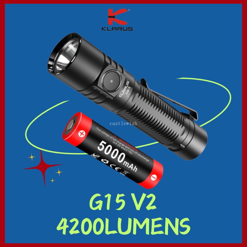KLARUS G15 V2 ไฟฉาย LED XHP70.2 4200 Lumen ชาร์จได้ แบตเตอรี่ 21700 5000mAhTroch | Shopee Thailand