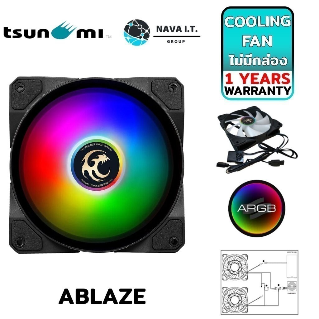 🛵มีส่งด่วน💨 TSUNAMI TSUNAMI ABLAZE (ARGB SYNC) SERIES RGB COOLING FAN ...