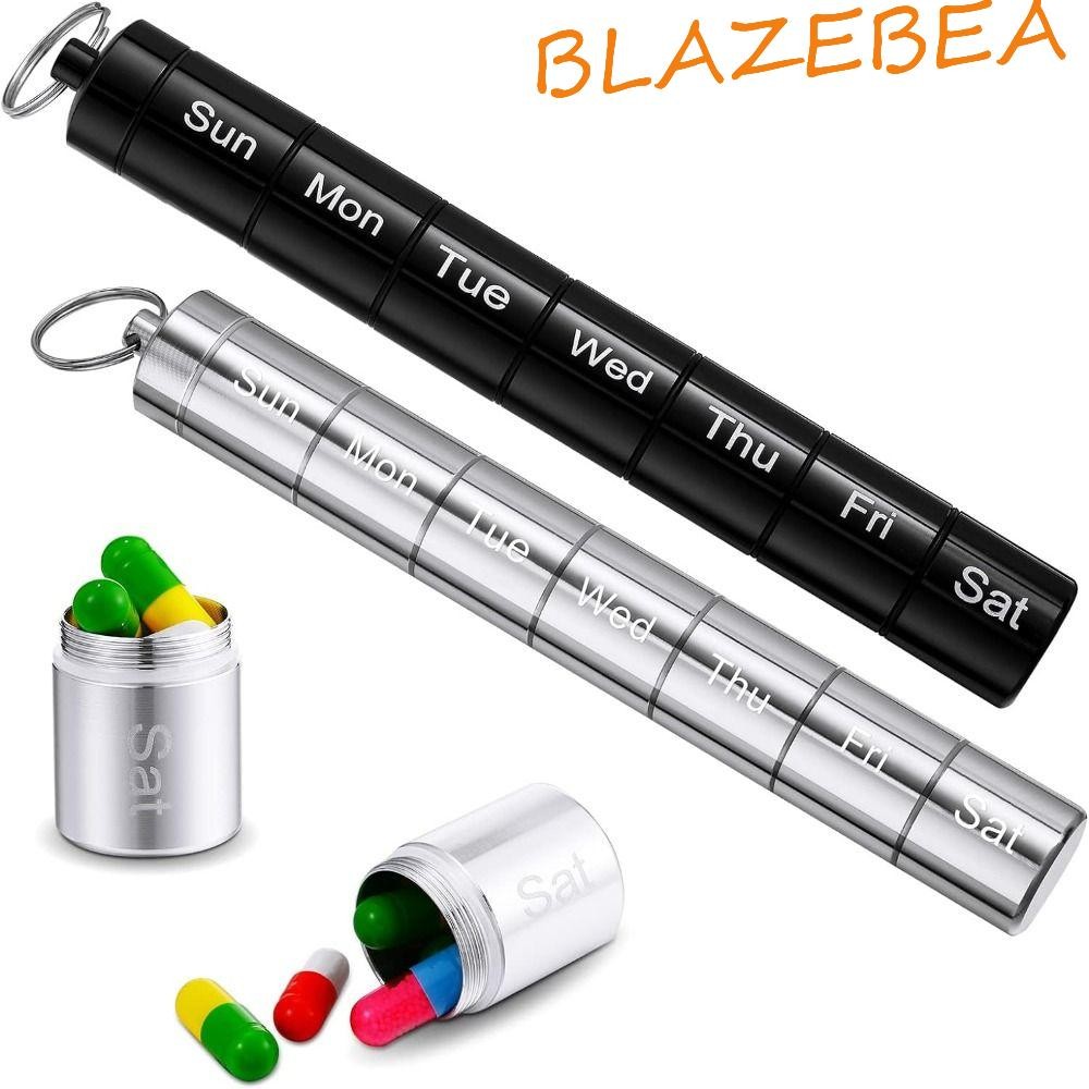Blazebea กล่องยารายสัปดาห์, อลูมิเนียมอัลลอยด์ขนาดกะทัดรัด 7 วันกรณียา, ที่ใส่ยากันน้ําวางซ้อน ...