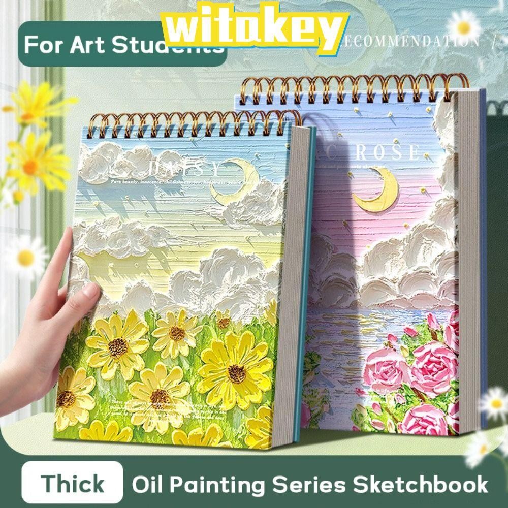 Witakey Sketchbook, กระดาษวาดภาพหนา A4/16K, ชุดภาพวาดสีน้ํามันมัลติฟังก์ชั่นหนังสือร่างนักเรียน ...