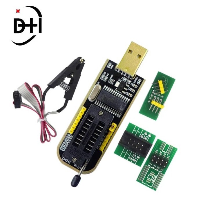ชุดโปรแกรม IC EEPROM แฟลช CH341A Programer Clamp CH341 คลิป bios JEPIT ...