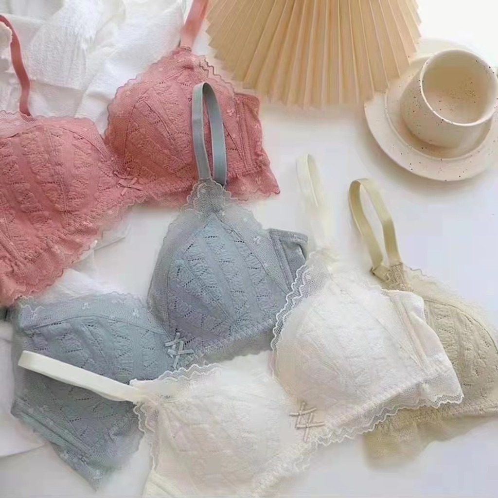 French sweet bra girl lace underwearบราทรงสามเหลี่ยมสำหรับสาวๆ แบบบาง ...