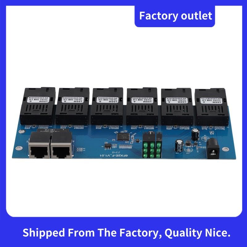 100m PCBA บอร์ดไฟเบอร์ออปติก Media Converter 2 RJ45 ถึง 6 SC ตัวเชื่อม ...