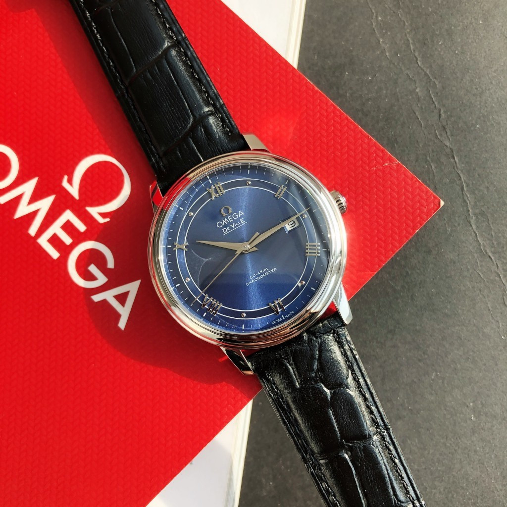 นาฬิกาหนังหรู De Ville หน้าปัดสีน้ำเงินมหัศจรรย์ DF30 ขนาด 40 มม. ...