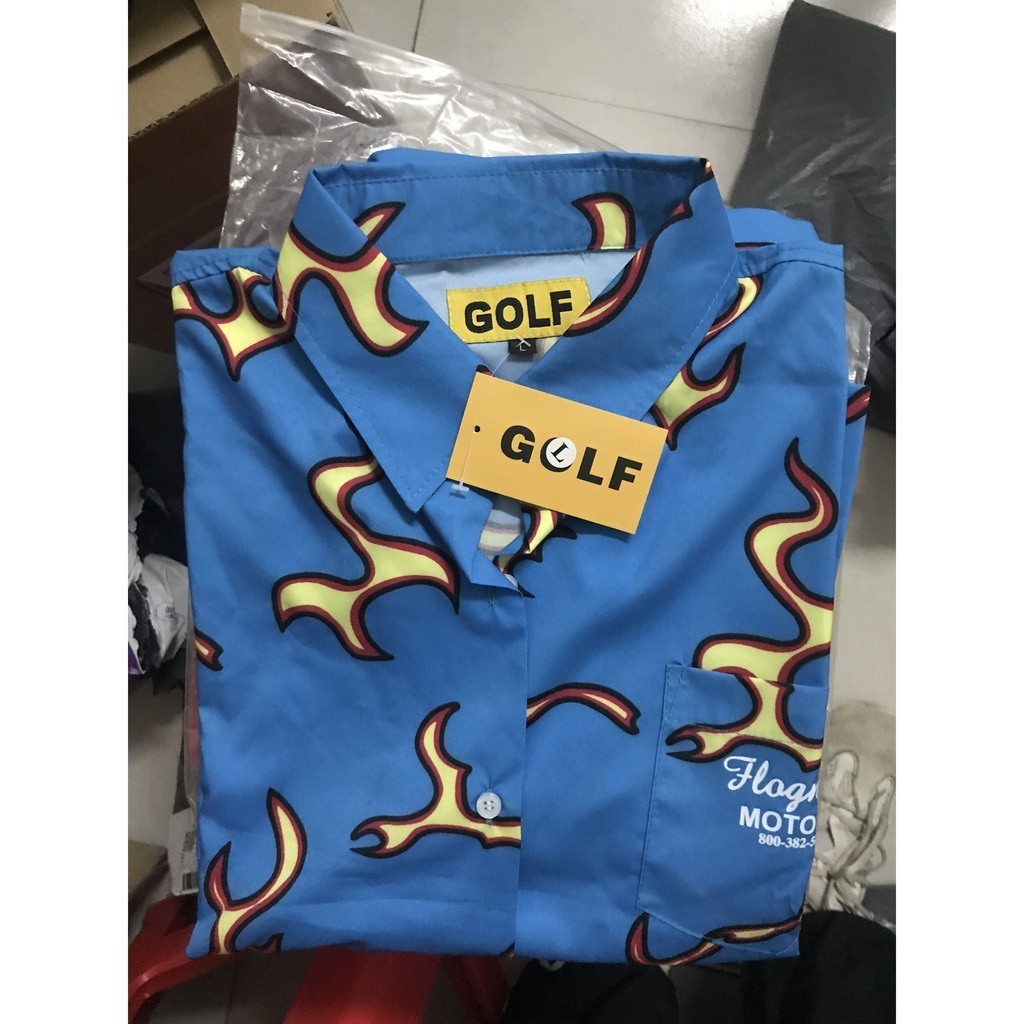 GOLF WANG Blue Flame Shirt Short Sleeve T-Shirt Tyler Beach Flame TEE ...