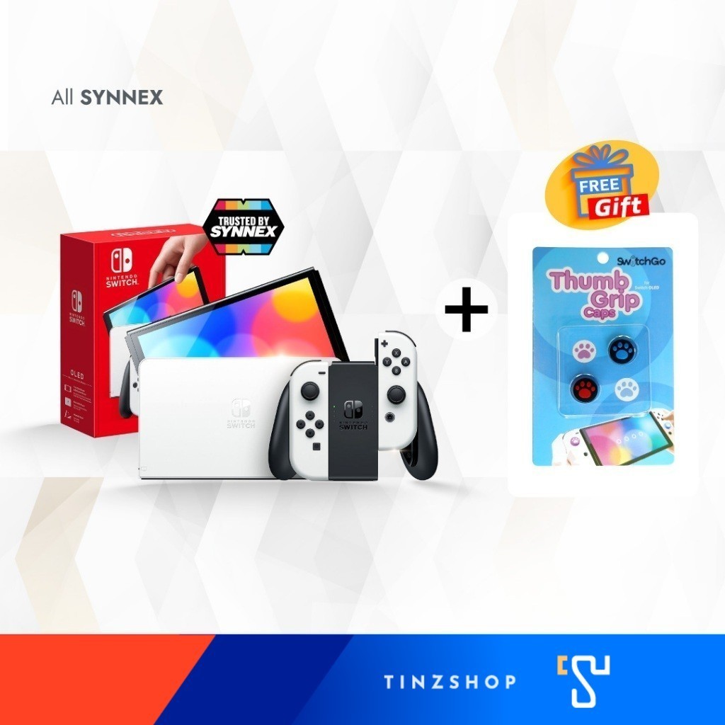 [Synnex] Tinzshop Nintendo Switch OLED White เครื่องเกม นินเทนโดสวิทช์ สีขาว ฟรี! ครอบปุ่ม ...