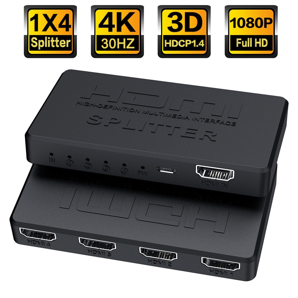 Hdmi Splitter HD 4K 2K Video Switcher อะแดปเตอร์ 1 In 4 Out HDMI Compatible Hub, เหมาะสําหรับ ...