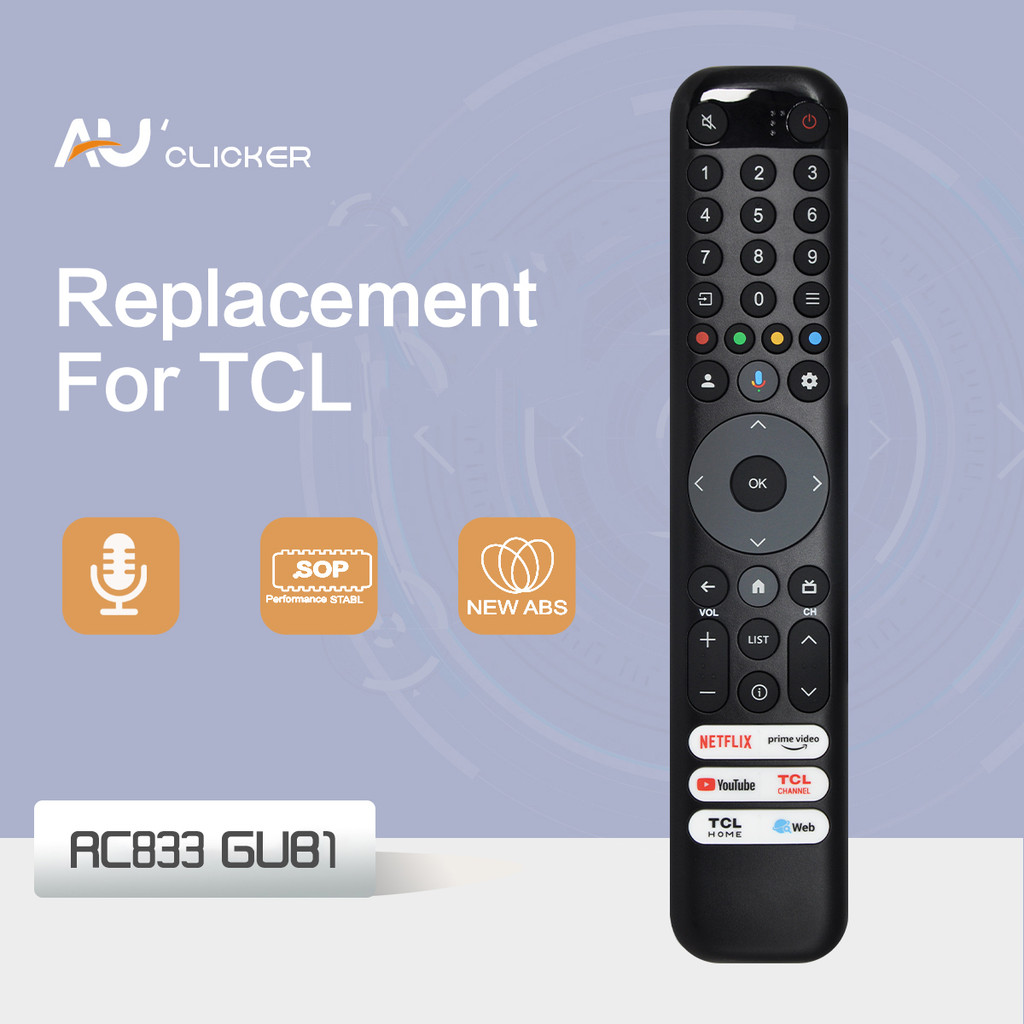 RC833 GUB1 เหมาะสําหรับ TCL เสียงรีโมทคอนโทรลเปลี่ยน C645 P745 C745 ...