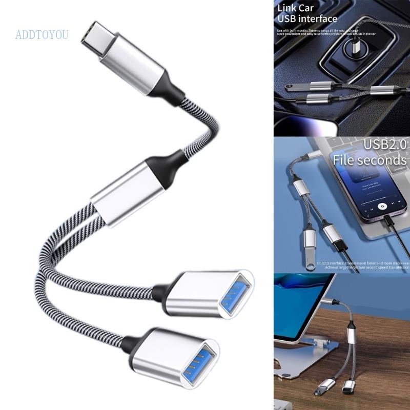 3C Type C 1 ชาย 2 USB หญิงสายไฟเชื่อมต่ออะแดปเตอร์ชาร์จข้อมูล | Shopee Thailand