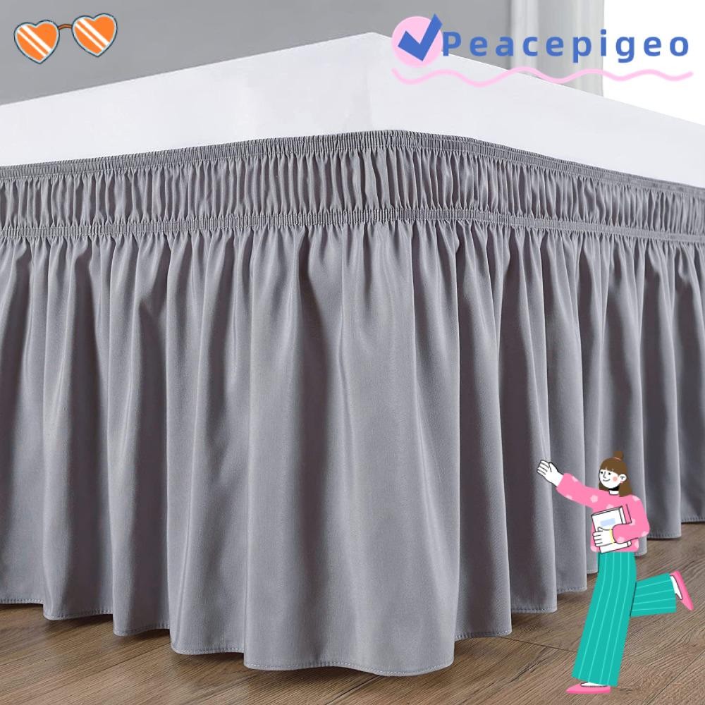 Peacepigeo กระโปรงเตียง, ที่ถอดออกได้ตกแต่งด้านข้างเตียง Ruffles, สีทึบโพลีเอสเตอร์ยืดหยุ่นเตียง ...