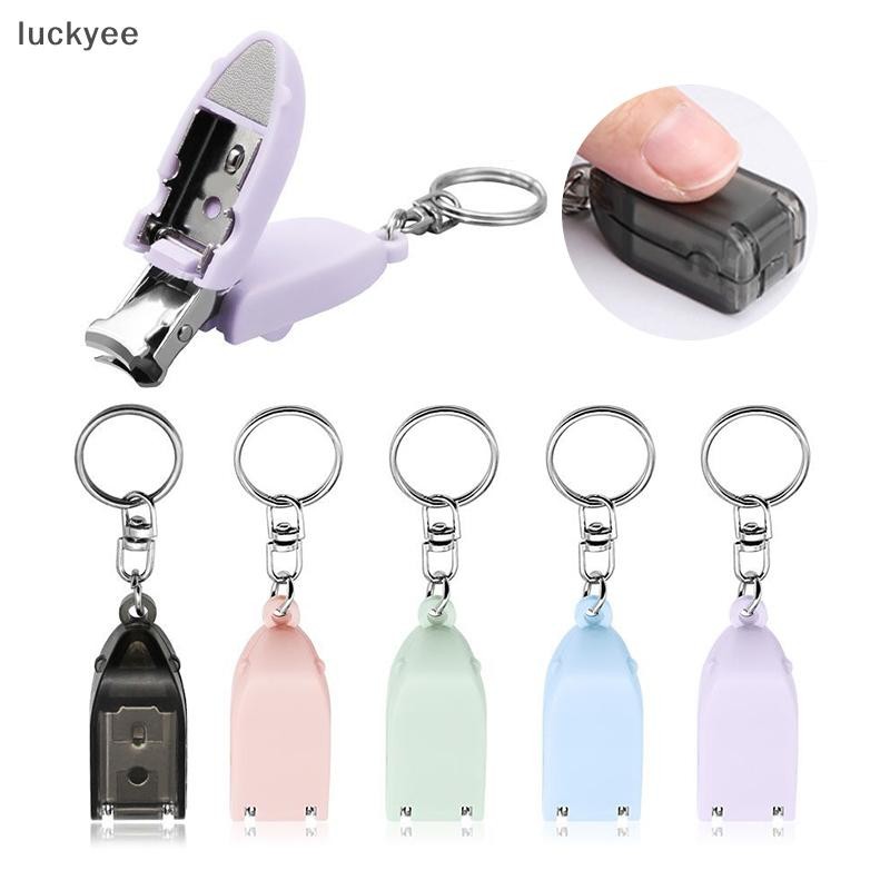 Luckyee สีสัน Mini พับเล็บ Clipper จี้ Key แหวนพลาสติก Handle Rotary ...