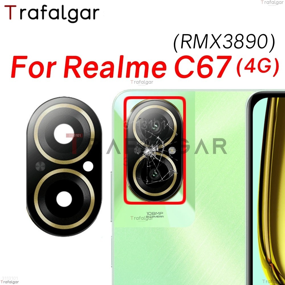 เลนส์กระจกกล้องด้านหลัง แบบเปลี่ยน พร้อมสติกเกอร์กาว สําหรับ Realme C67 ...