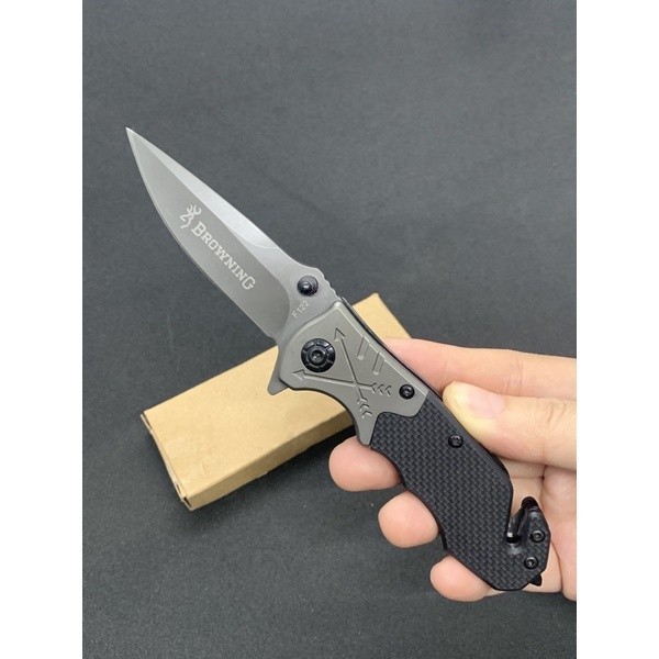 มีดพับ Browning F122 มีดสีดำ ใบมีดสีเทา มีที่เหน็บ | Shopee Thailand