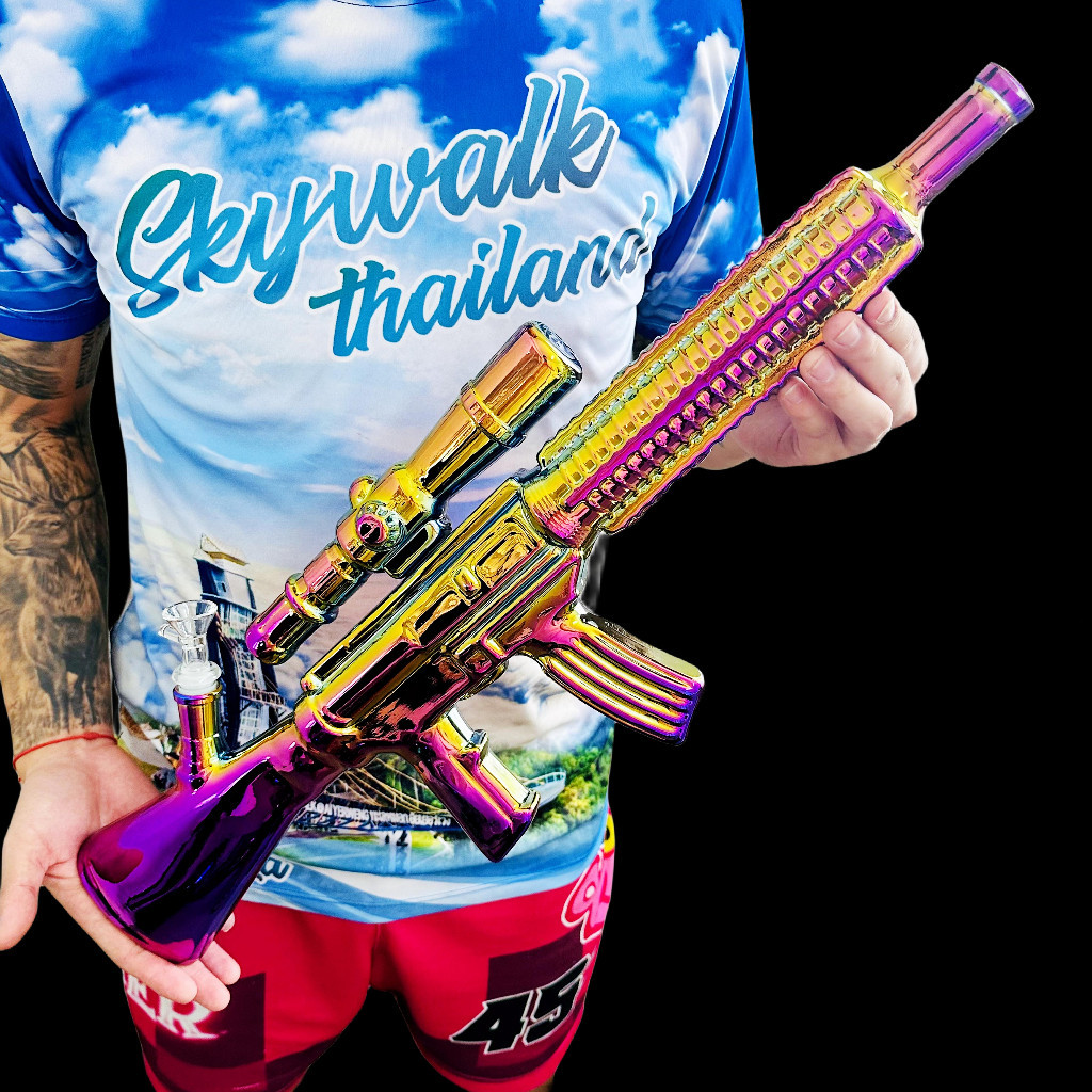 (พร้อมส่ง) บ้องแก้วปืน BONG GUN ขนาดใหญ่ คัพแก้วสายเขียว หลอด ...