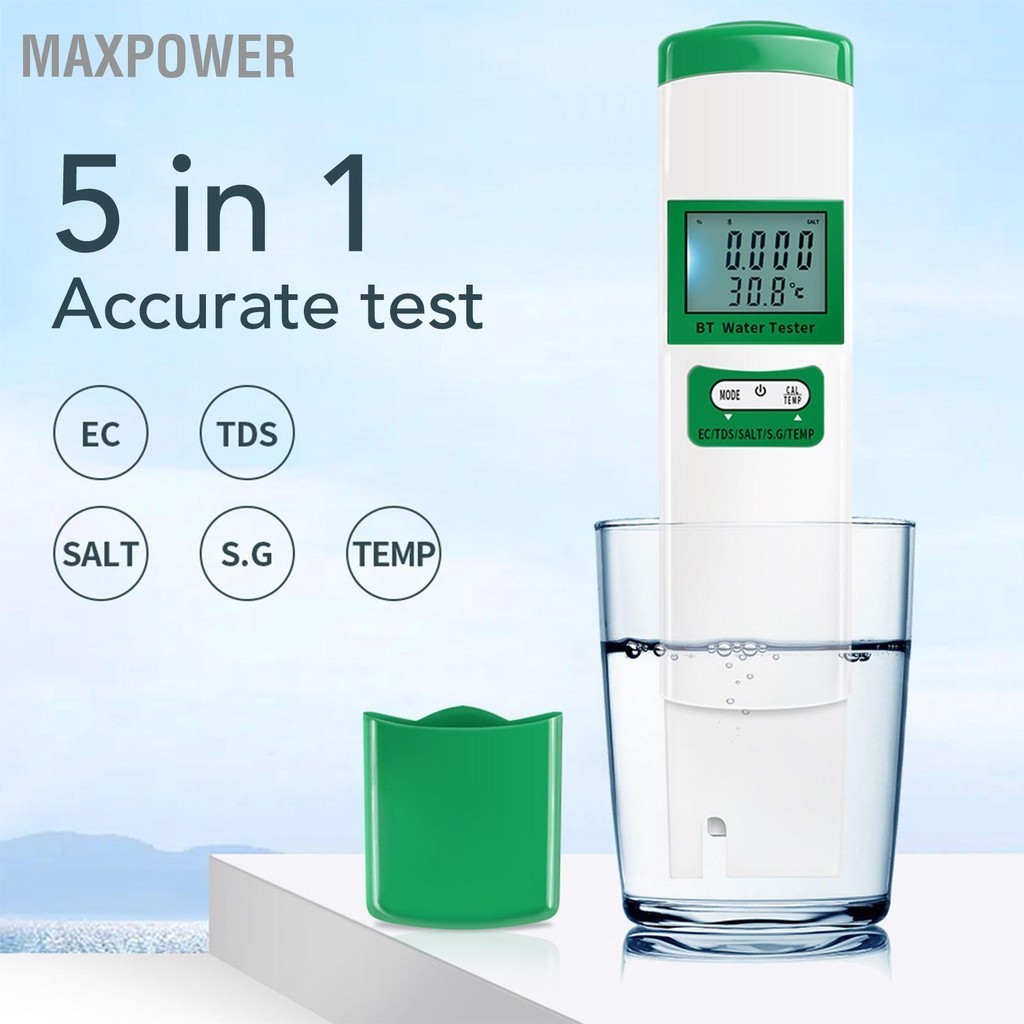 Maxpower บลูทูธเครื่องทดสอบน้ำ EC TDS SALT S.G TEMP 5 in 1 เมตรปากกา ...