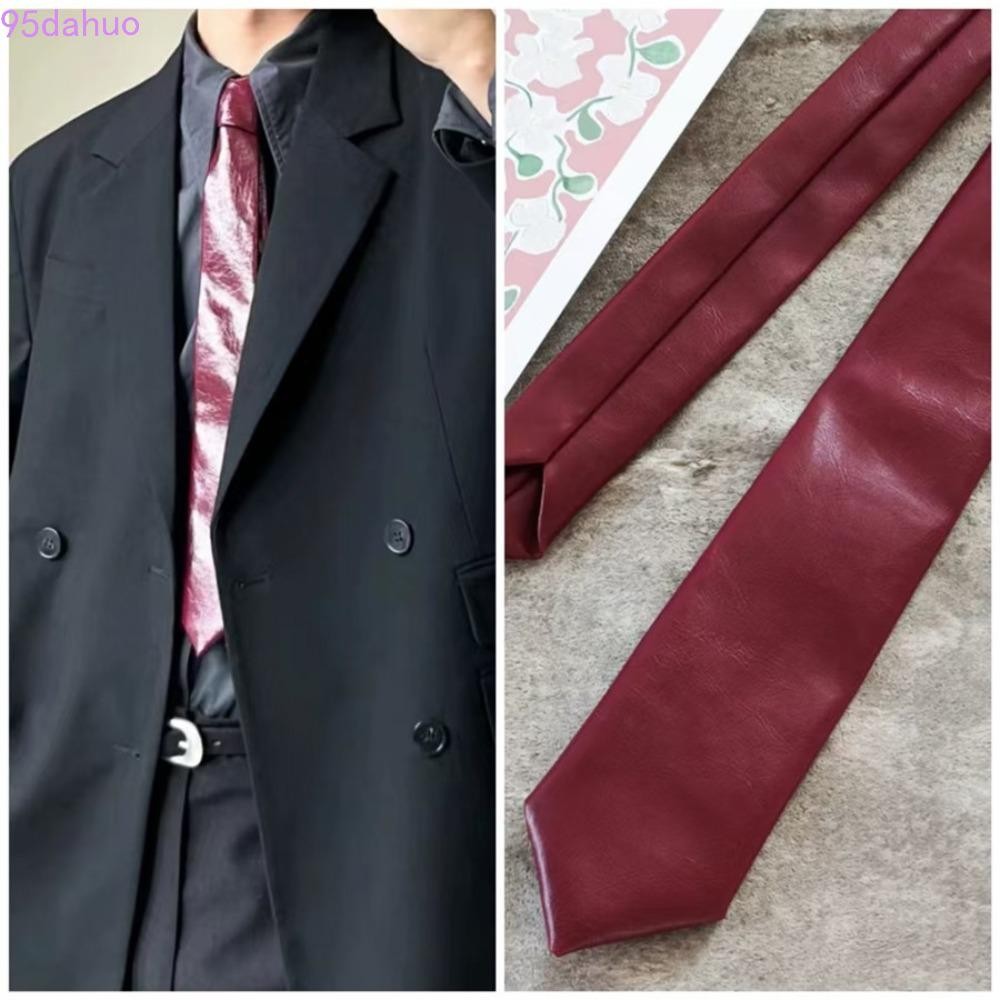 Dahuo เนคไทผู้ชาย, แคบหนัง PU นุ่ม, คลาสสิกสีทึบผูกมือปรับ Retro Cravat ชุดอุปกรณ์เสริม | Shopee ...