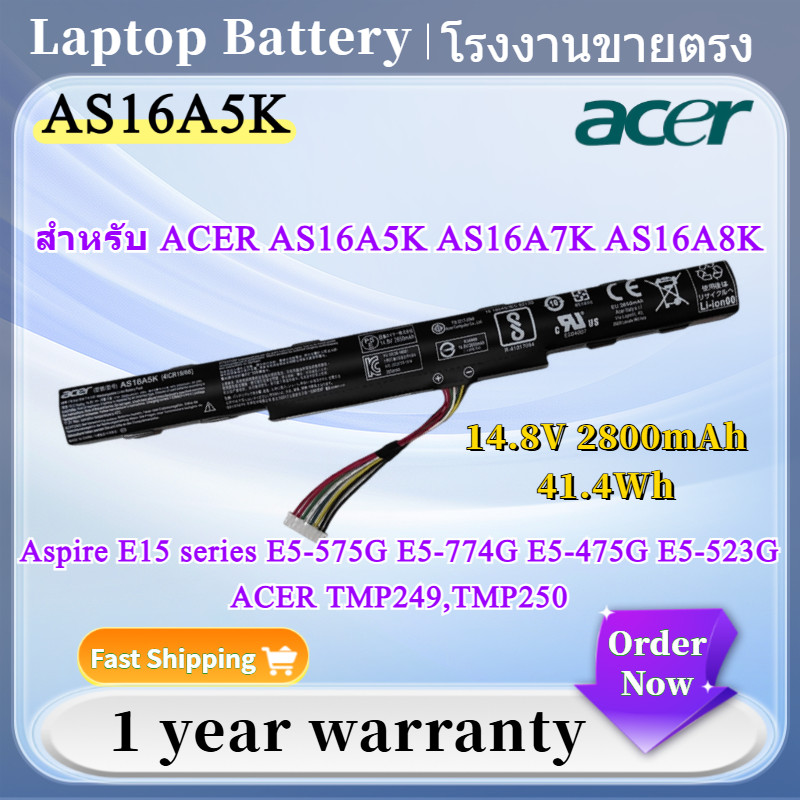 ⭐ACER แบตเตอรี่ AS16A5K มี E14 E15 E5-475G E5-523G E5-553G E5-575G E5 ...