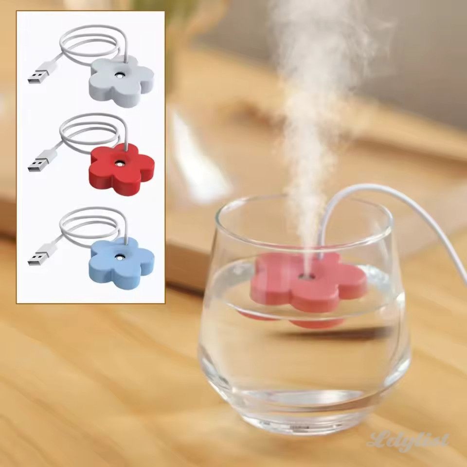ღ เครื่องเพิ่มความชื้นแบบพกพา USB Flower USB เดสก์ท็อปขนาดเล็ก สเปรย์ ...