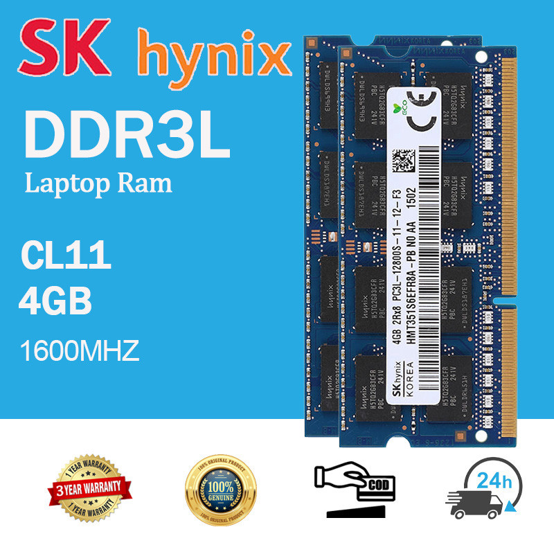 SK Hynix 4GB DDR3L 1600mhz แรมหน่วยความจําแล็ปท็อป สําหรับ2RX8 PC3L-12800S 204pin SODIMM ...