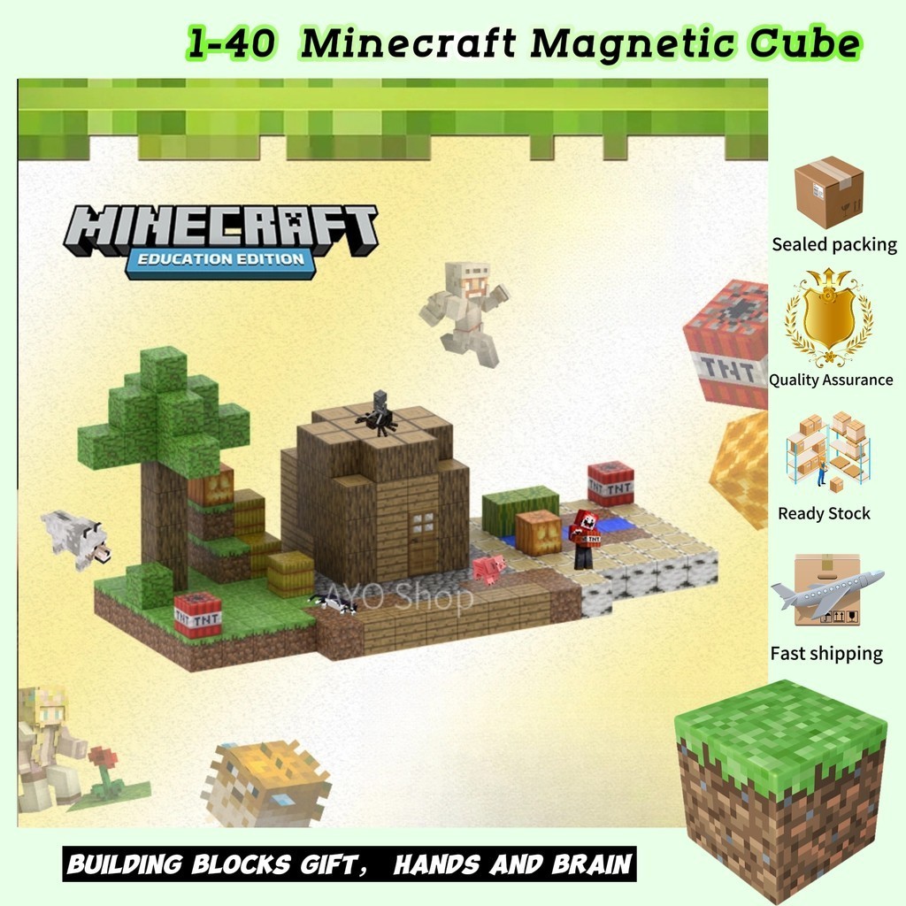10 ชิ้น 1-40 Minecraft My World Magnetic Cube Building Blocks DIY ...