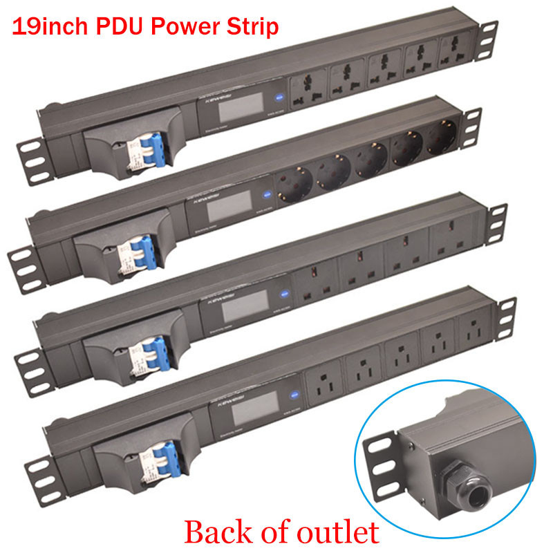 19 นิ้วตู้ Rack PDU Power Strip EU/US/UK C13/Universal Outlet Digital ...