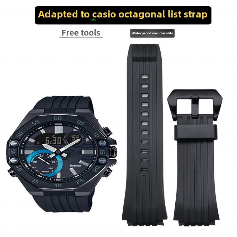 สายนาฬิกาข้อมือซิลิโคนทนทานเข้ากันได้กับ Casio Edifice ECB-10YPB & ECB ...
