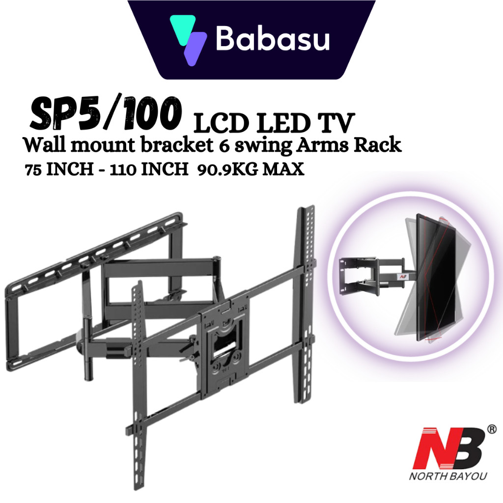 Nb North Bayou NBSP5 50 ถึง 90 นิ้ว Full Motion Heavy Duty TV Wall ...