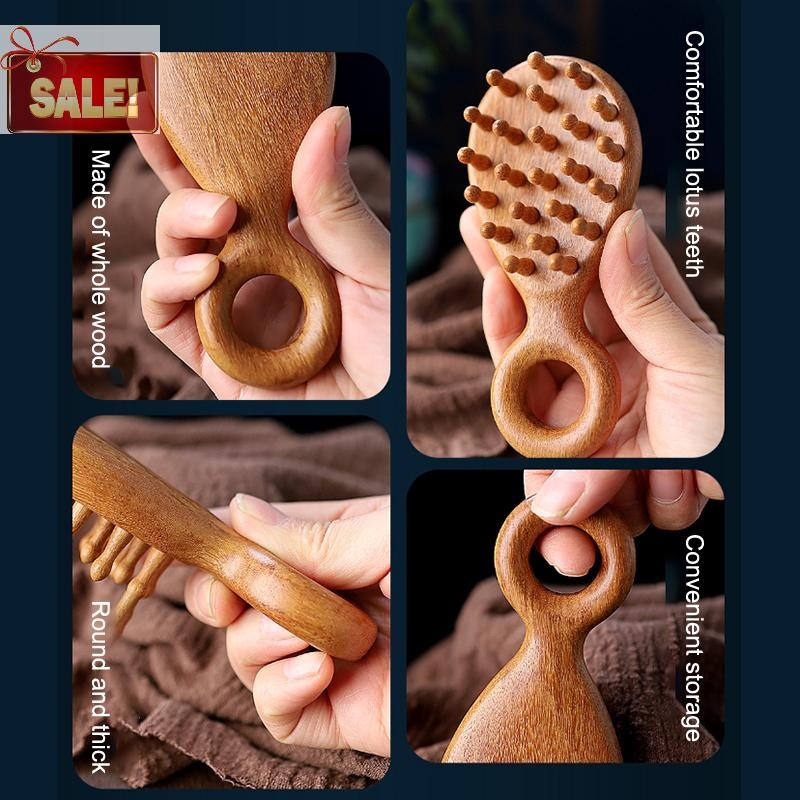 Bl ไม้จันทน์นวดหนังศีรษะหวี Meridian หวี 23 ฟันหยาบหัวหวีผม Body ...