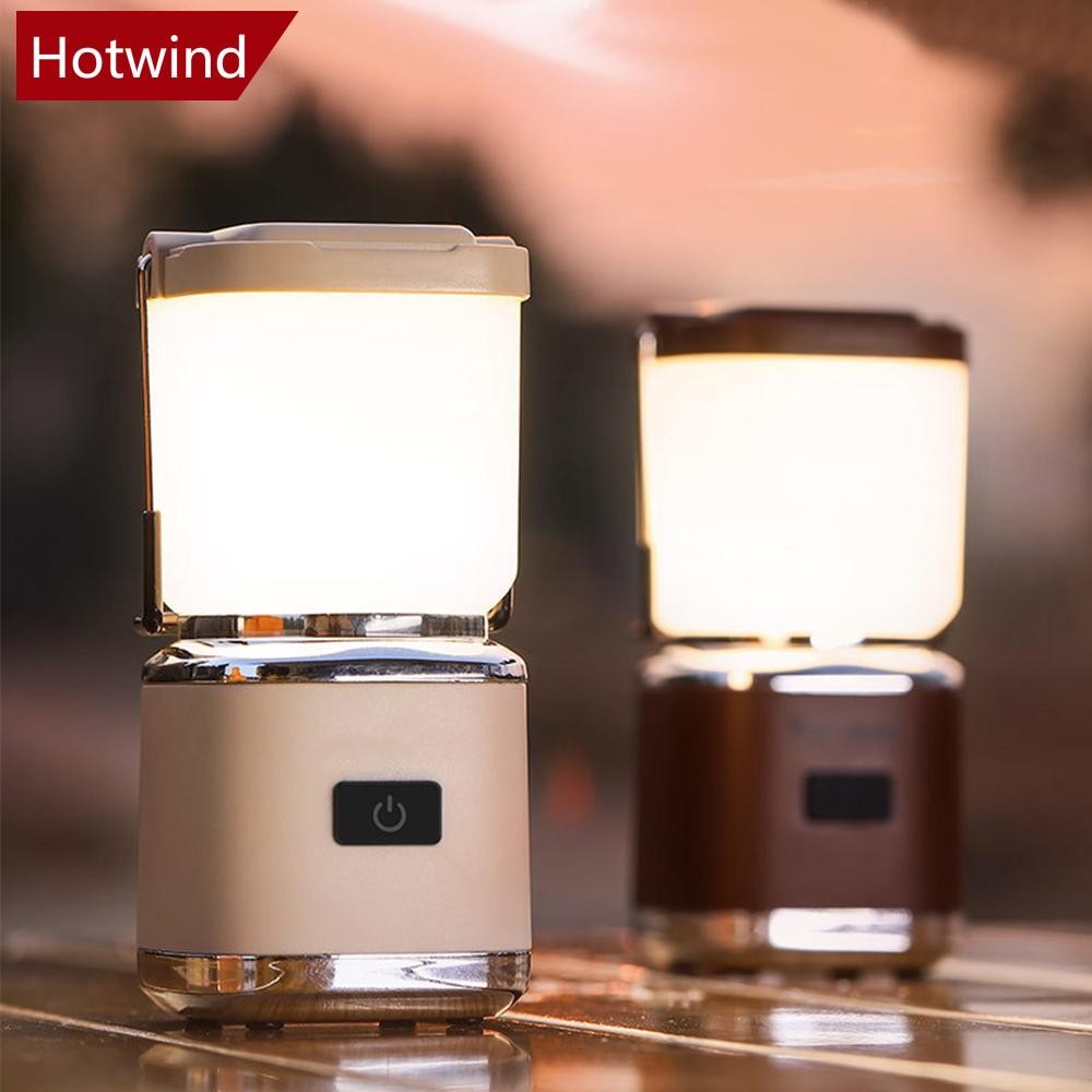 HTT 1 ชิ้นกลางแจ้งแบบพกพา Camping Light Retro บรรยากาศพร้อมที่จับ Type-C ชาร์จไฟฉายฉุกเฉิน ...