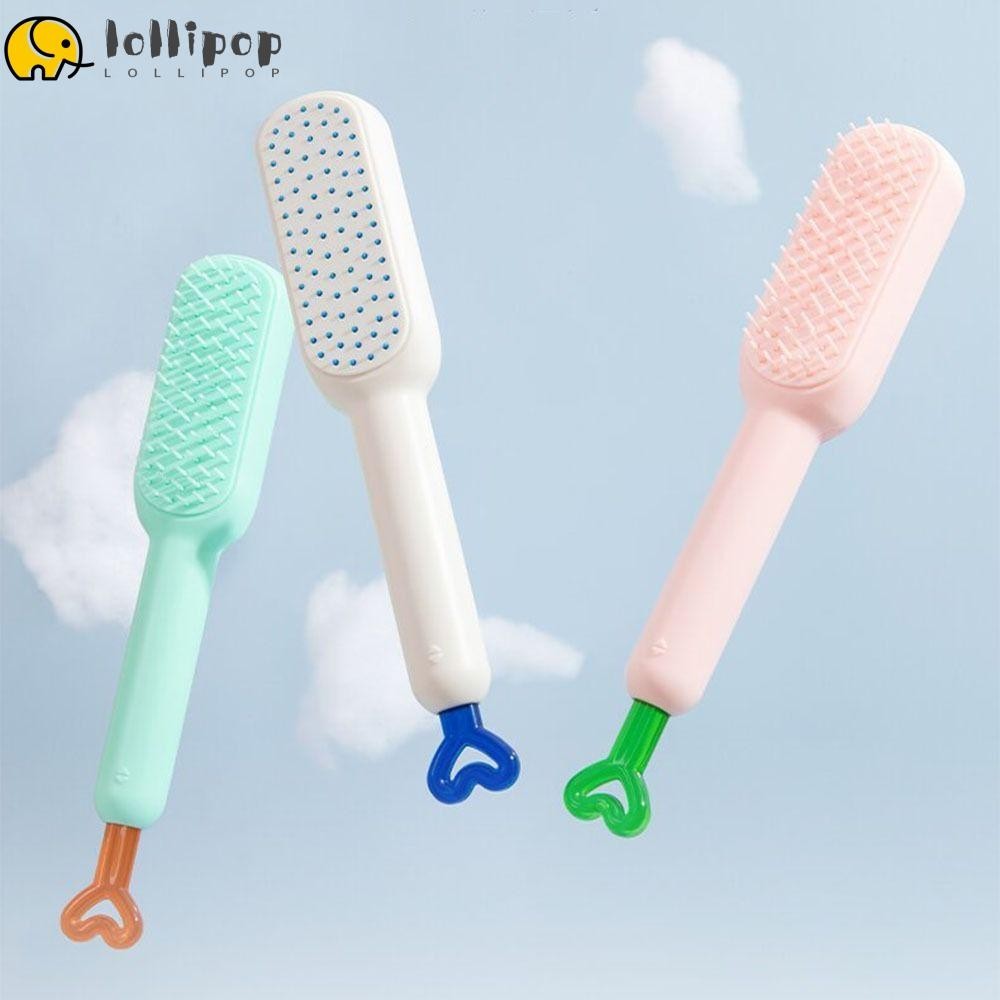 Lollipo1 หวียืดหดได้ เมจิก ทําความสะอาดตัวเอง รูปหัวใจ ทําความสะอาดตัวเอง หวีผมเรียบลื่น ABS ...