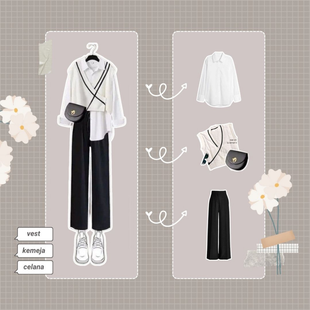 Hitam PUTIH Dreamyootd - set 16b // Seoul Chic Ensemble One set outFit ...