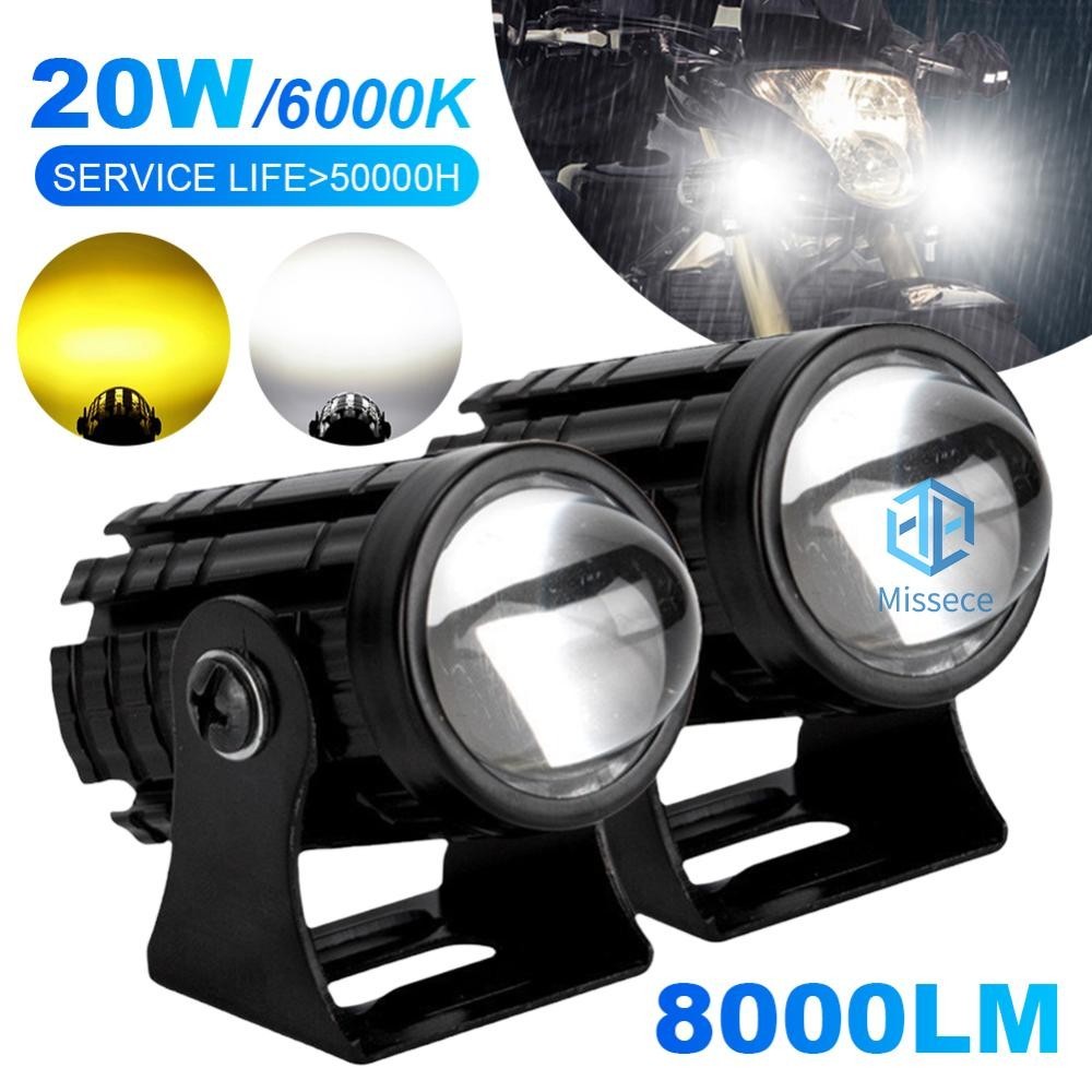 ไฟสปอตไลท์ LED 8000LM Hi-Lo Beam 20Wx2 สีเหลือง และสีขาว สําหรับรถ ...