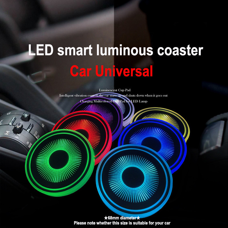 2 PCS รถ Universal LED ที ่ มีสีสัน Halo Luminous Coaster ถ ้ วยขวดเครื ...