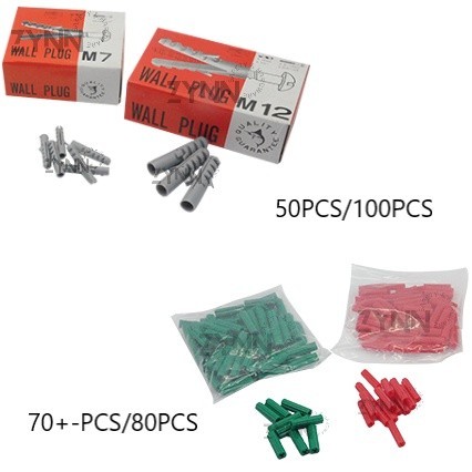 Pvc WALL PLUG 50/100PCS พลาสติกยางท่อขยายหลอดสกรูยึด M5/6/7/8/10/12 (PER กล่อง) | Shopee Thailand
