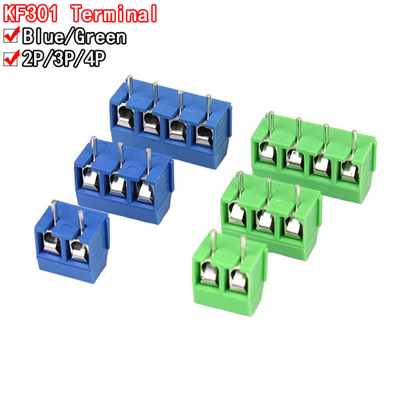 Kf301-2p/3p/4p KF301 5.0MM 5.08mm Plug-in Screw Connector Blue/Green | Shopee Thailand