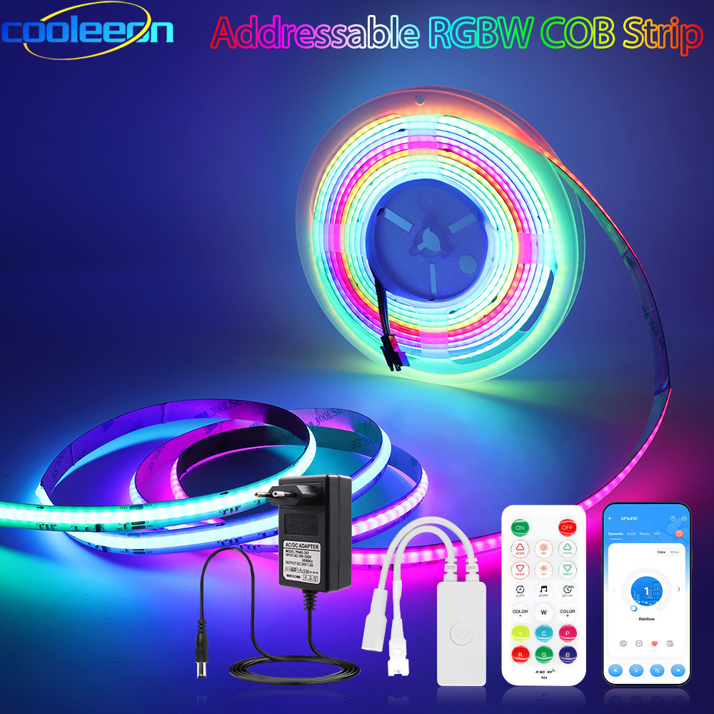 Rgbw แอดเดรส COB LED Strip Light RGB 3000K ไฟวิ ่ ง APP รีโมทคอนโทรล ...