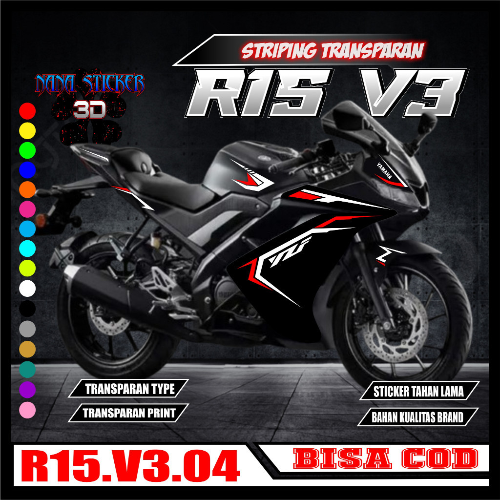 โปร่งใส Striping YAMAHA R15 V3 Variation Of สติกเกอร์รายชื่อร่างกายรถ ...