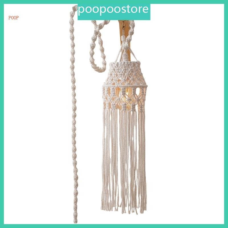Poop Bohemian โคมไฟ Shade เชือกฝ้าย Tassels Handmade ทอเพดาน Macrames ...