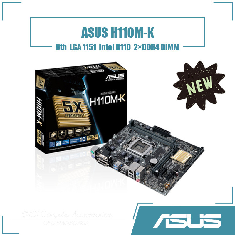 [ใหม่] เมนบอร์ด ASUS H110M-K 2xDDR4 DIMM LGA 1151 Intel H110 Micro ATX 32GB 6th Core i7/i5/i3 ...