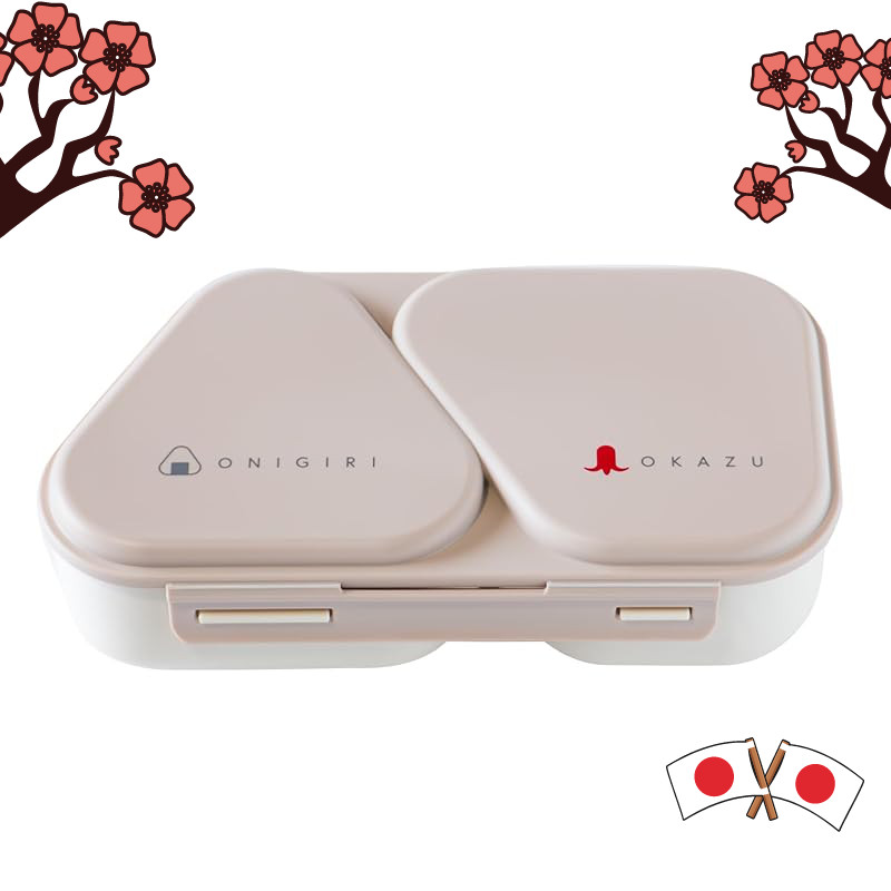 OSK Onigiri Lunch Case Bento Box 465ml Mocha Beige with Press Mold, Antibacterial, Lockable ...