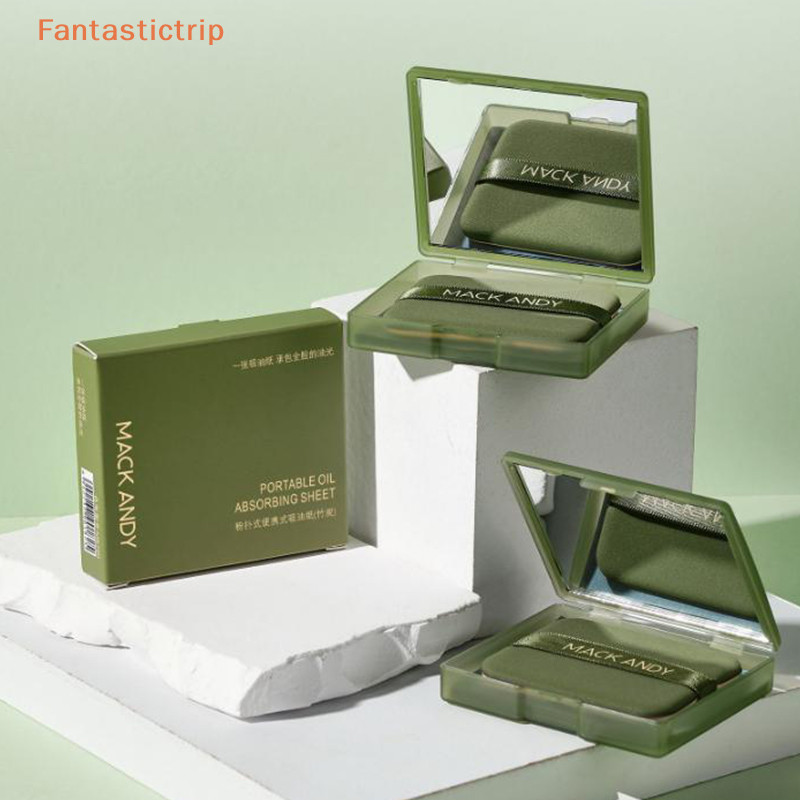 Fantastictrip 100 แผ่น กระดาษซับมันไม้ไผ่ แบบพกพา พร้อมกล่องกระจก ความงาม ผู้หญิง ดูแลผิวหน้า ...