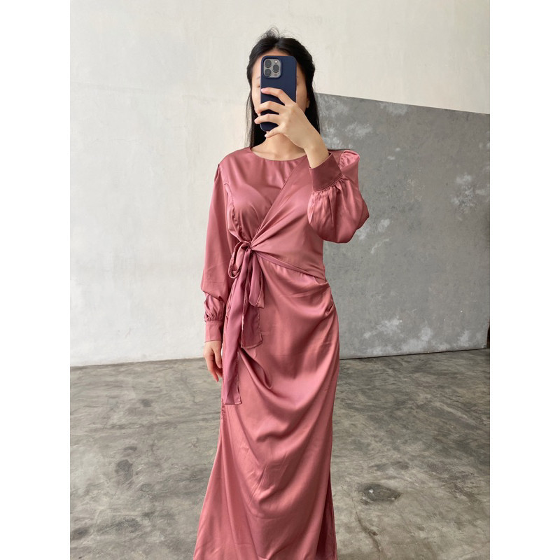 Selim Label Maya Dress Satin Long Wrap Dress Women Party Dress DRS C007 ...