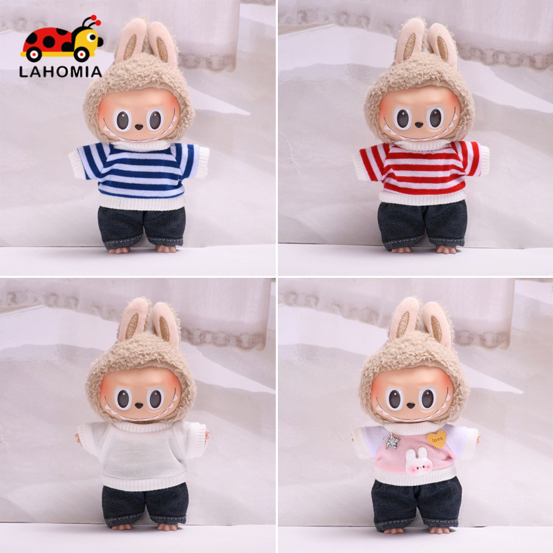 Lahomia ชุด labubu macaron 17 ซม.แขวนเสื ้ อผ ้ าพวงกุญแจไวนิลเสื ้ อผ ...