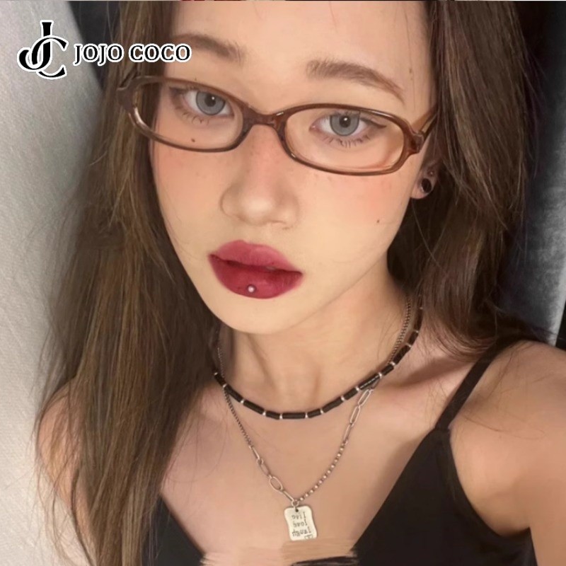 Jojo COCO Vintage สีน้ําตาลแคบสี่เหลี่ยมผืนผ้ากรอบแว่นตาสําหรับผู้หญิง ...