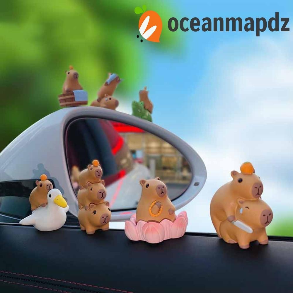 Oceanmapdz Capybara รูปของเล่น, Micro ภูมิทัศน์จําลอง Capibara รุ่น, Mini Capybara เครื่องประดับ ...