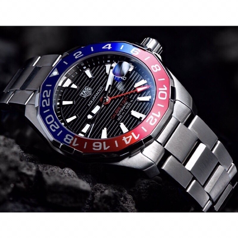 Taaag HEUUER Aqua * คลาสสิก Elegant Black Dial Date Display นาฬิกา ...