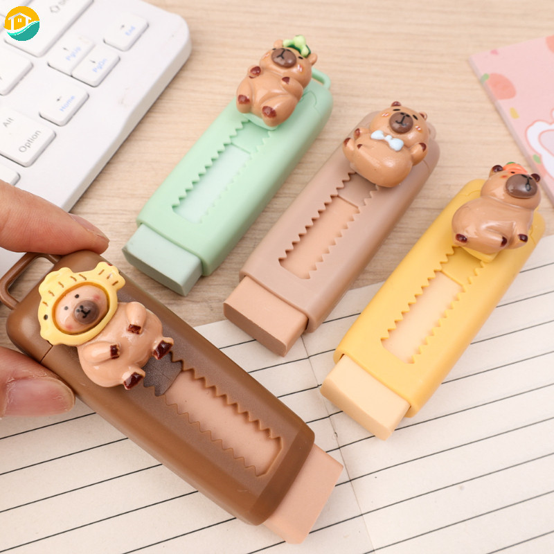 Kawaii Capybara Push-pull Design Eraser นักเรียน Back To School ของขวัญ / ยางลบน่ารัก ...