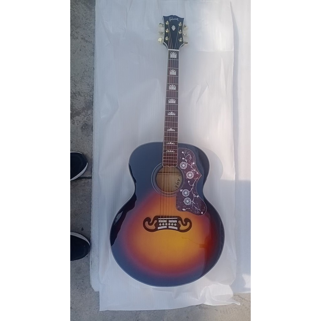 43 นิ้ว J-200 J200 กีต้าร์โปร่ง Vintage Sunburst Solid Spruce Top Professional Guitar | Shopee ...