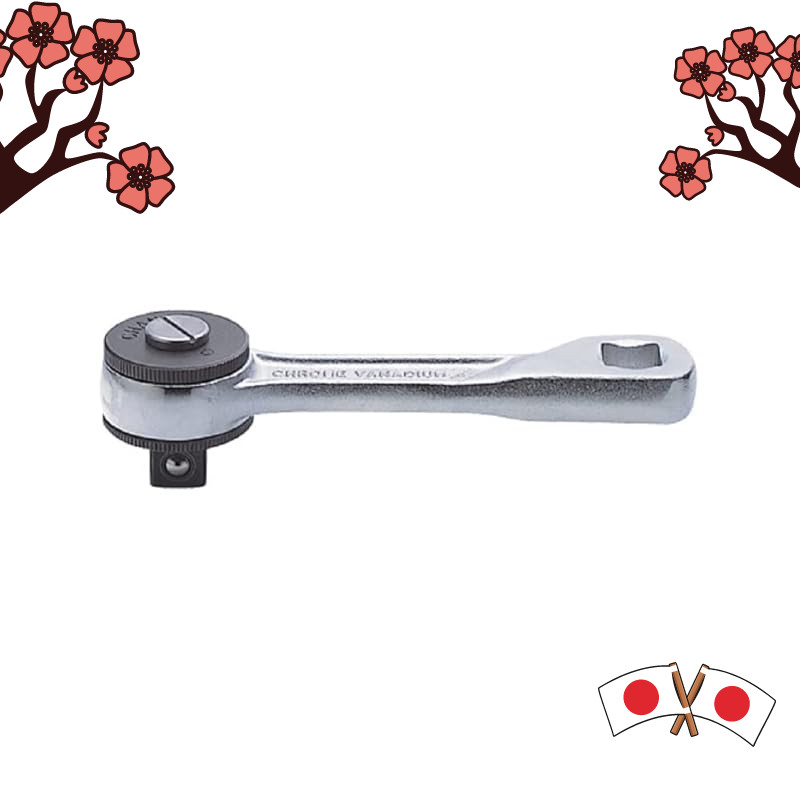 Compact 5° Ratchet Wrench with 9.5mm Socket Drive - Made in Japan ...